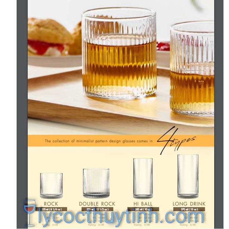 Bộ 6 Cốc Thủy Tinh Pulse Rock - B24608 - 235ml - Ocean Glass